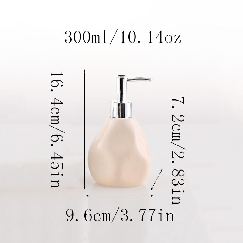 Soap Dispenser Geometric Soap Pump for Bathroom, Farmhouse, Kitchen, Ceramic Soap Dispenser, 300 Ml/10.14 Oz Soap Bottle for Lotion, Massage Oil, Shampoo Soap Pump Bottles