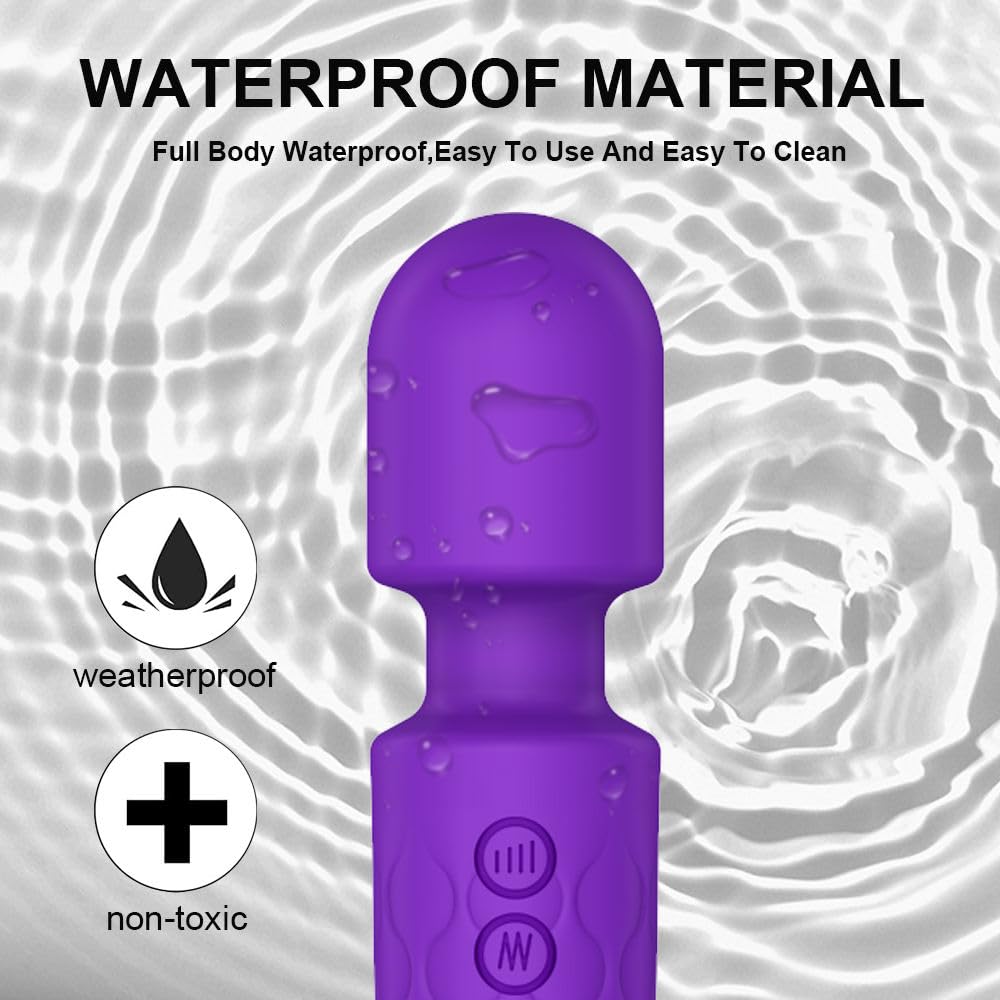 Powerful Vibrator Wand, G Spot Cordless Rechargeable Vibrators with 20 Patterns & 8 Intensity, Quiet Clit Vibrator, Clitoris Stimulation, Dildo, Female Wand Massager for Her Pleasure Adult Toys (A)