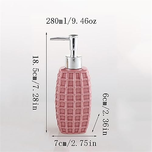 Soap Dispenser Waffle Shape Soap Dispenser for Massage Essential Oil Dish Soap Lotion Ceramic Soap Dispenser for Bathroom Kitchen Solid Color Soap Bottle Soap Pump Bottles (Color : Pink)