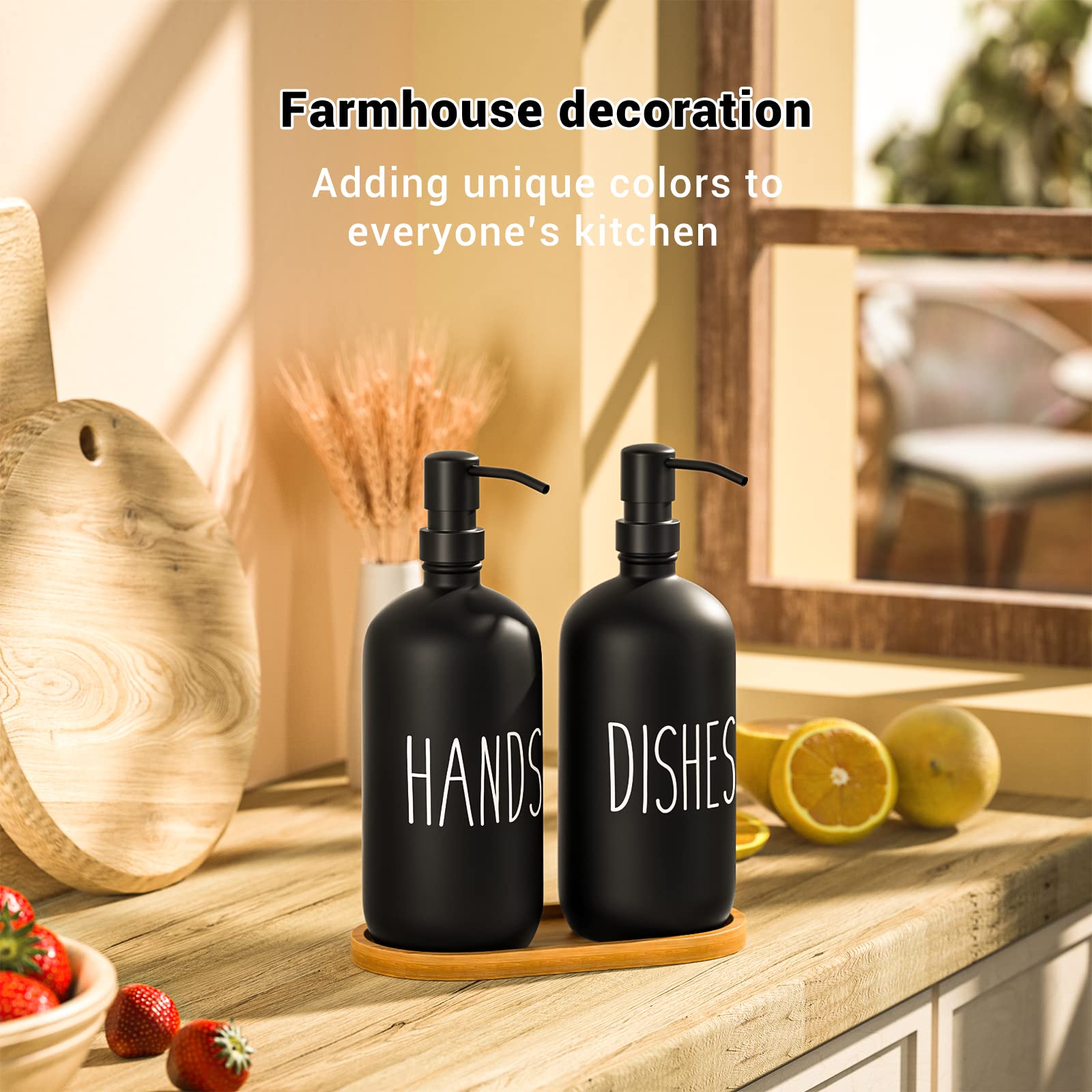 Soap Dispenser,Dish Soap Dispenser for Kitchen Sink,Glass Hand Soap Dispenser,Modern Farmhouse Decor Dish Soap Pump for Kitchen Sink, Bathroom Decorā¦