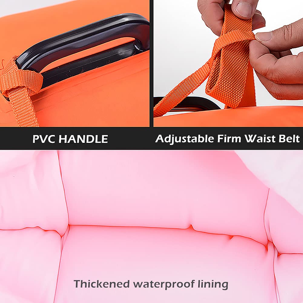 NuCamper Swim Buoy for Open Water Swimmers with Adjustable Waist Belt, Waterproof Dry Bag, Swim Bubble for Safty Swimming, Training Snorkeling, Kayaking, Diving, Boating, Large Capacity 28L