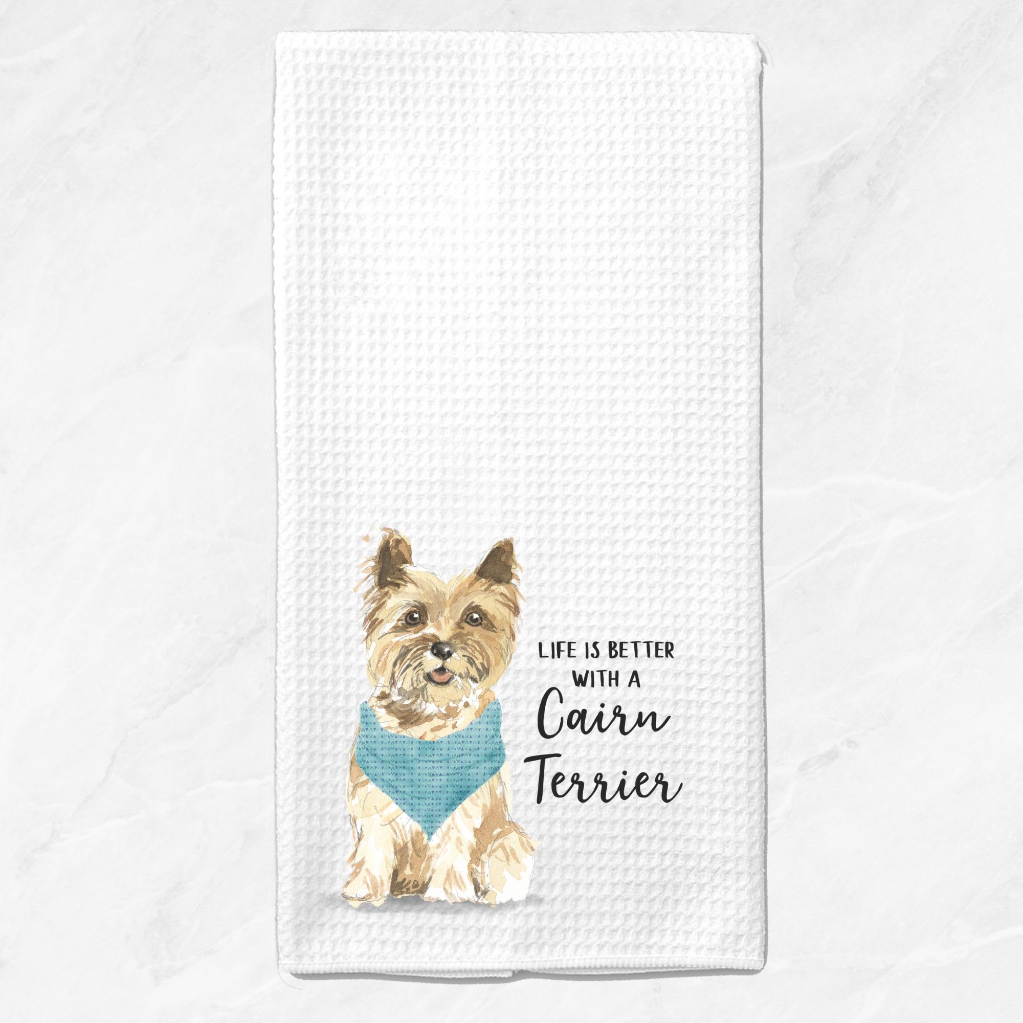 Watercolor Life is Better with a Cairn Terrier Microfiber Kitchen Tea Bar Towel Gift for Animal Dog Lover