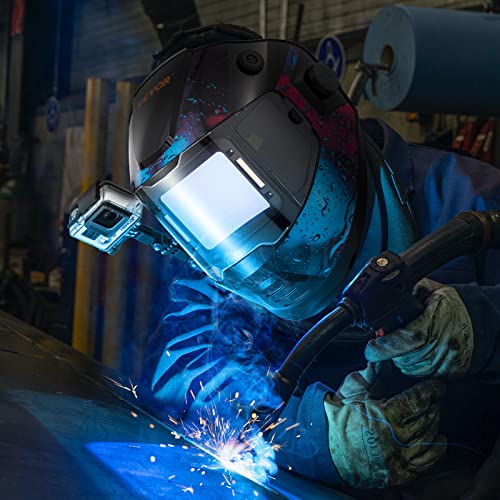 VEVOR Welding Helmet Auto Darkening Large Viewing with Side View 4.25" x 3.23", Welding Hood True Color, Welding Mask Solar Powered, 4 Arc Sensor, Wide Shade 4-8/9-13 for TIG MIG Arc Weld Grinding