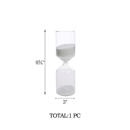 WONDROUS' DECO 60 Minutes Hourglass Sand Timer, Large 10 Inch Glass Sand Clock for Home, Kitchen, Office Desk Decoration, Valentineās Day Gift, White-60min