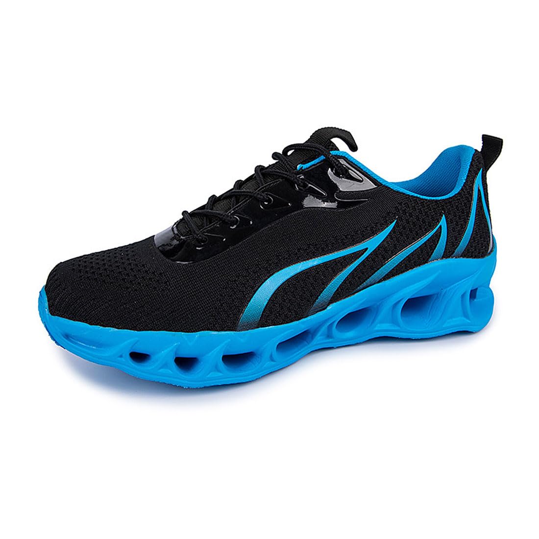 Softsfeel Women's Relieve Foot Pain Perfect Walking Shoes, Womens Walking Shoes with Arch Support Comfort Non Slip Wide Width Shoes, Black and Blue, 10 Women/10 Men