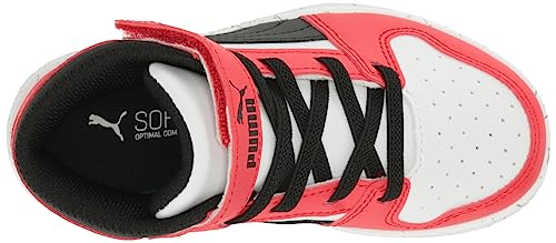PUMA Rebound Layup Synthetic Leather Scratch Hook and Loop (Little Kid) Puma White/Puma Black/for All Time Red 1.5 Little Kid M