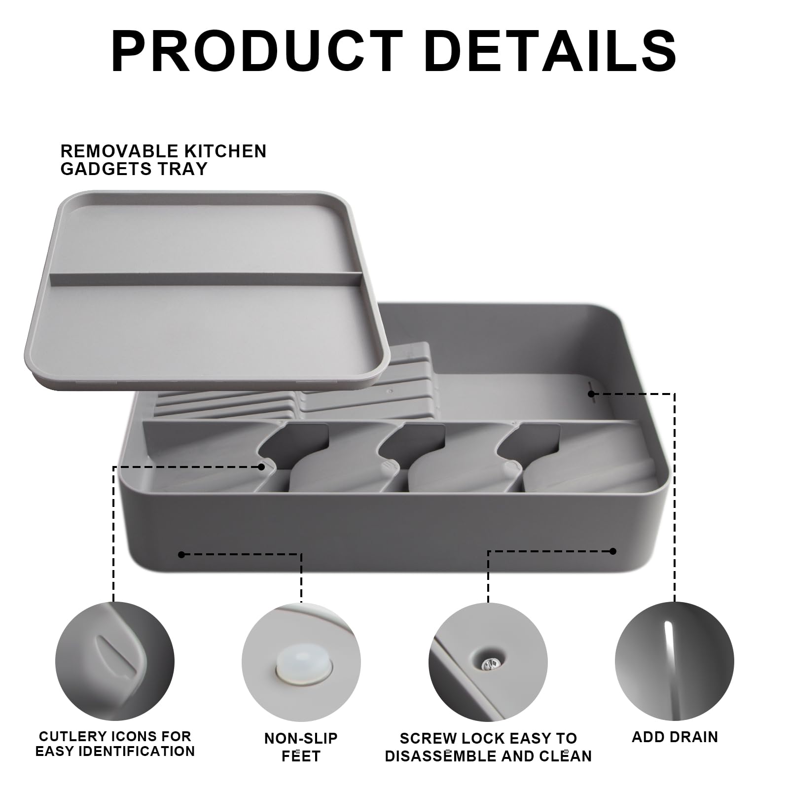 Silverware Drawer Organizer, Expandable Utensil Tray for Kitchen, BPA Free Flatware and Cutlery Holder, Adjustable Double Plastic Storage for Spoons