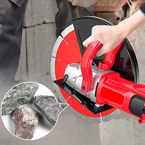 VICSEC 110V 6800W Electric Concrete Saw 14" Wet/Dry Circular Saw with 135 Saw Blade and Rolling Pulley Masonry Cutting Tool for Granite, Porcelain, Wood,Concrete, Stone, etc.