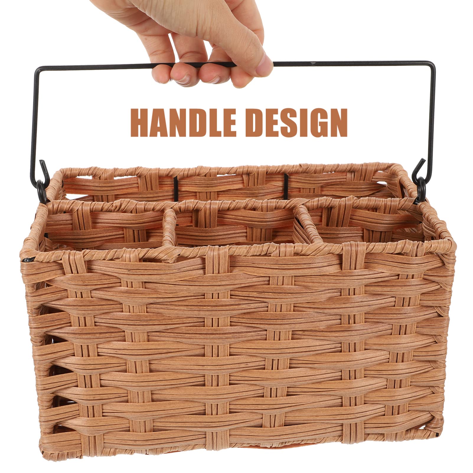 Zerodeko Utensil Basket Utensil Holder Cutlery Storage Basket Make up Iron Woven Basket Cutlery Holder Seagrass Baskets