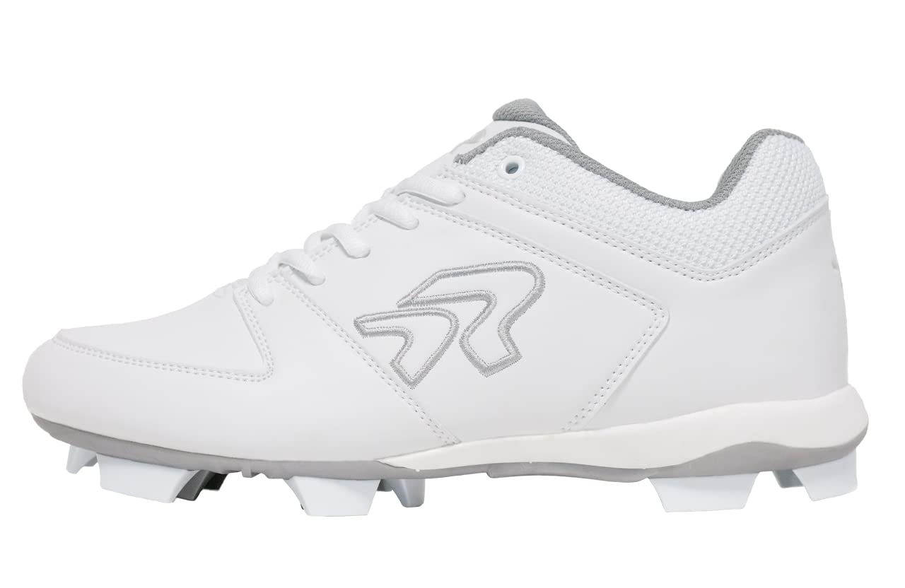 Ringor Flite Softball Cleats for Women | Lightweight, Durable, and Superior Traction | Designed for Female Athletes | Size 8 | White & Silver