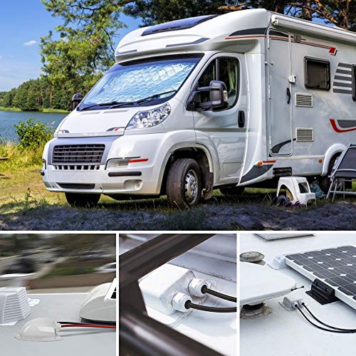 Solar Double Cable Entry Gland,for All Cable Types from 6mm to 12mm Waterproof Double Cable Entry Housing Suitable for RV Boats and Vehicles White