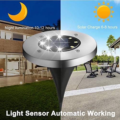 Solar Embedded Aisle Lightning, Solar Ground Light 8 LED Outdoor Solar Garden Lights, Lawn Terrace Passage, Ground Waterproof Sidewalk Flood Light