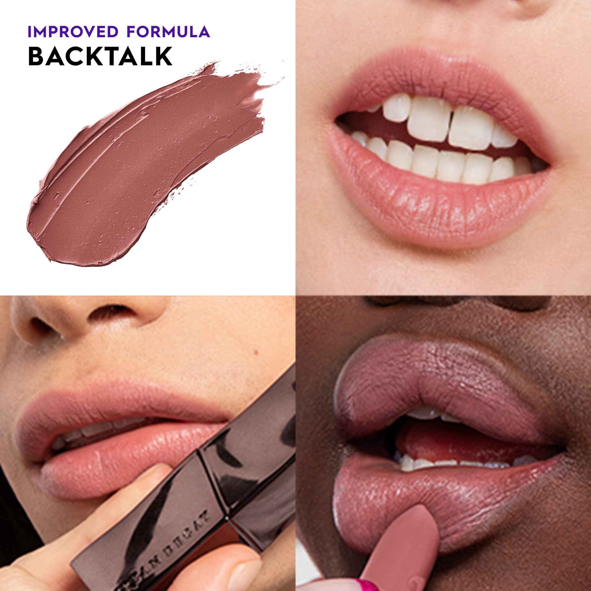 URBAN DECAY Vice Hydrating Lipstick - 35 Shades Available - Longwearing Lip Color - Moisturizing & Creamy Formula with Aloe Vera + Avocado Oil - Matte Finish โ Backtalk, 0.11 Oz