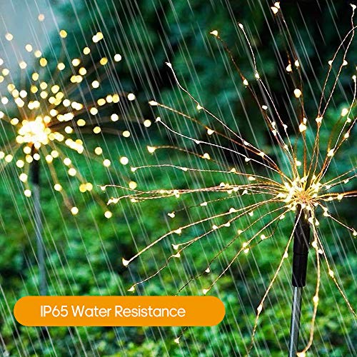 Solar Firework Lights, Vislone Outdoor String Lights Solar Garden Decorative Lights Lawn Lamp with 2 Lighting Modes Flexible Twistable IP65 Waterproof for Yard Garden Patio Home Party Decoration