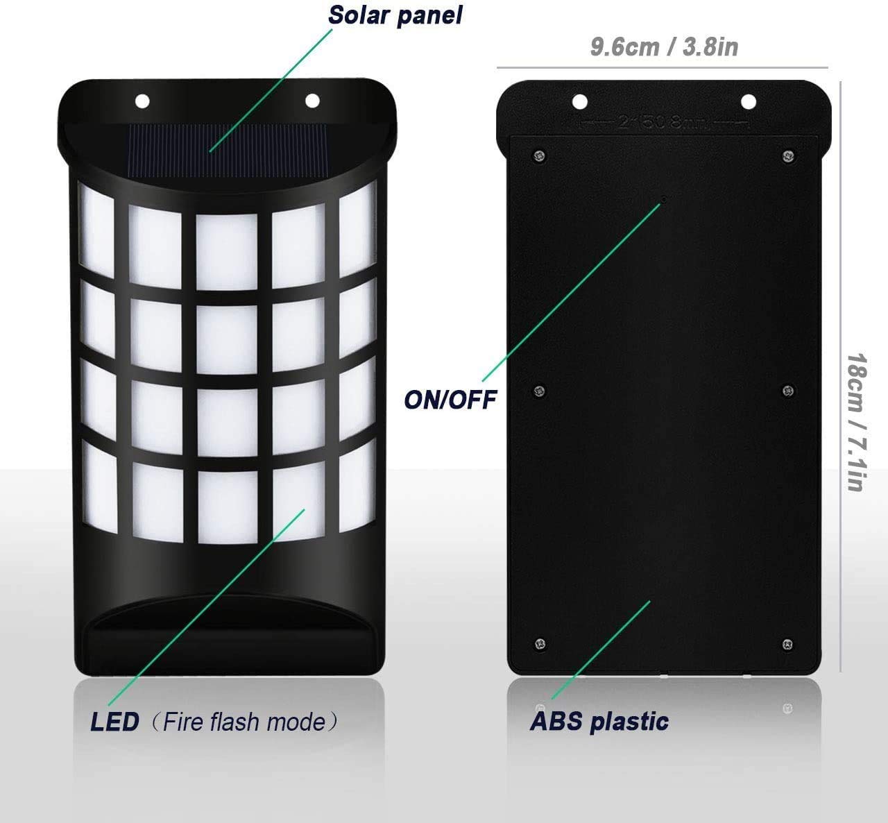 Solar Flame Lights Outdoor Waterproof Flickering Flame Solar Lights Dark Sensor Auto On/Off 66 LED Solar Powered Wall Mounted Night Lights Lattice Design for Garden Pathway Patio Deck Yard (4Pack)