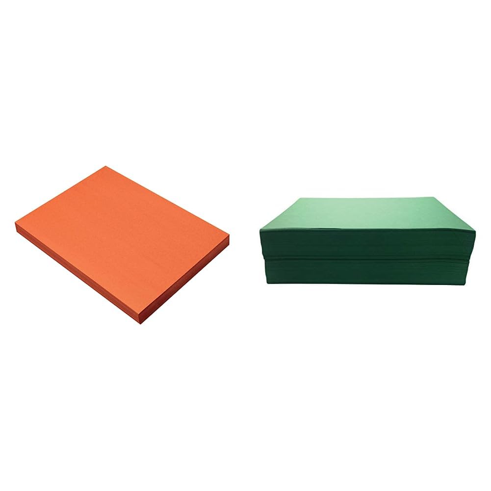 Prang (Formerly SunWorks) Construction Paper, Orange, 9" x 12", 100 Sheets & Childcraft Construction Paper, 9 x 12 Inches, Green, 500 Sheets - 1465882