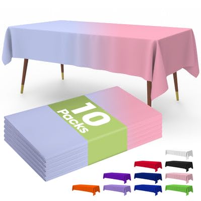 Pureegg Premium Disposable Table Cloth - 10 Pack, 54 x 108 Inch Table Cloths for Parties, Black