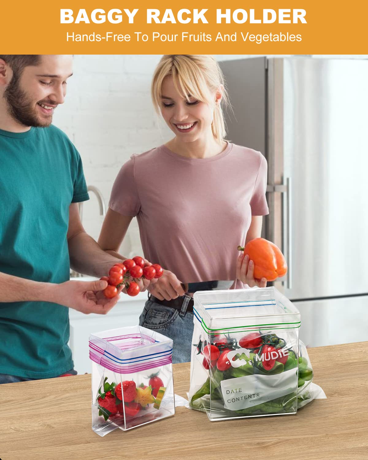 SOGUAOLO Ziplock Bag Holder,Baggy Rack Holder for Food Prep Bag,Food Storage Bag Stand,Hands-Free to Pour Leftovers,Filling Zip Lock Freezer Bag Stand,Comes with both Quart & Gallon Sizes (2 Pack)