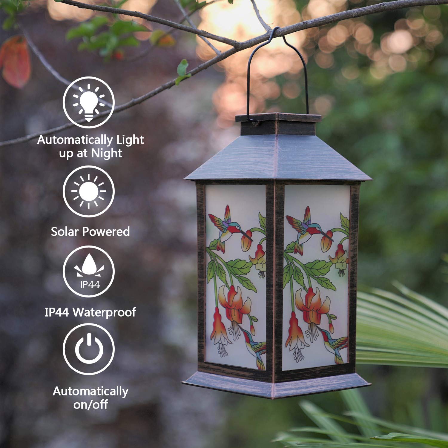 Solar Lanterns Outdoor Hanging Solar Lights Decorative for Garden Patio Porch and Tabletop Decorations. (Hummingbird)