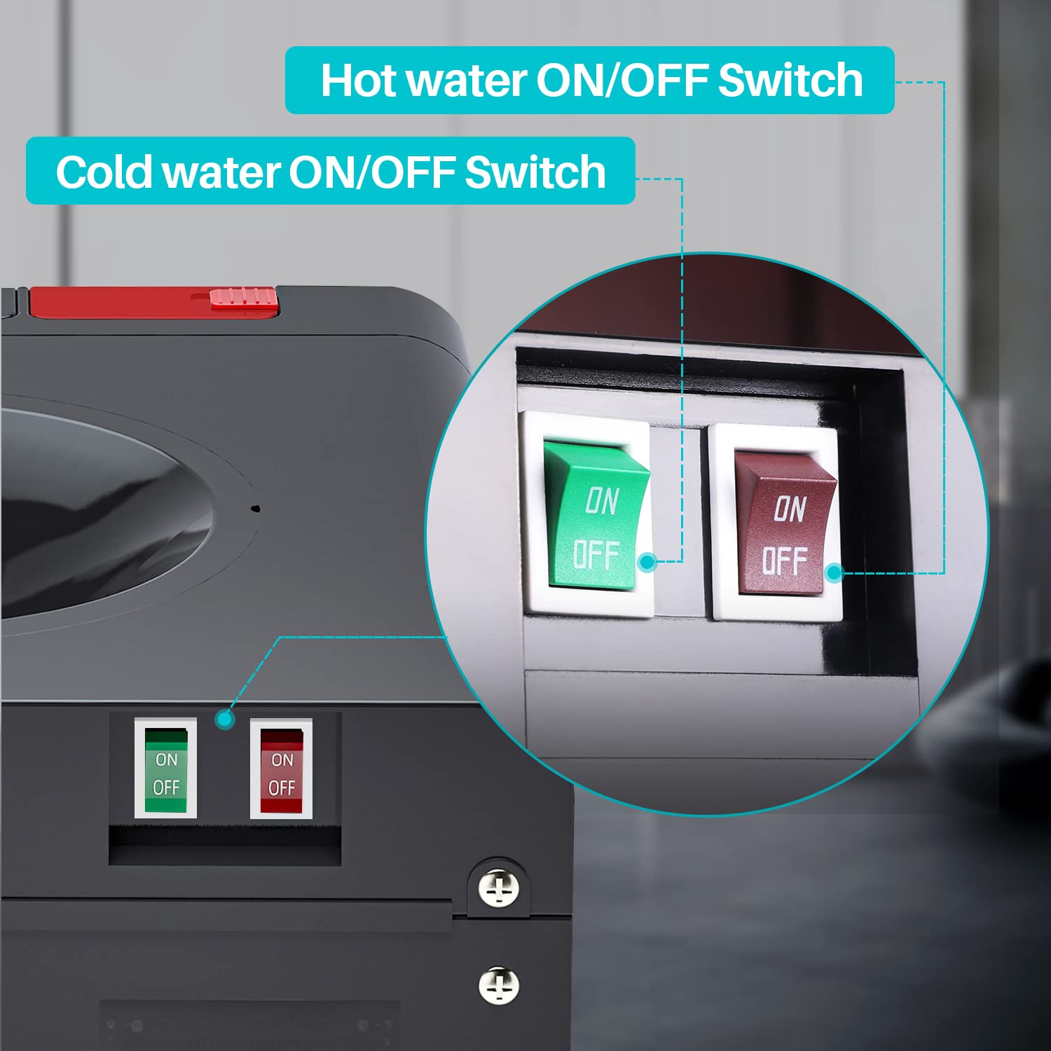 PUREPLUS Water Cooler Top Loading Water Dispenser, Hot Cold & Room Temperature Water, Child Safety Lock, Holds 3 or 5 Gallon Bottles, Compression Refrigeration Technology, ETL Approved, Black
