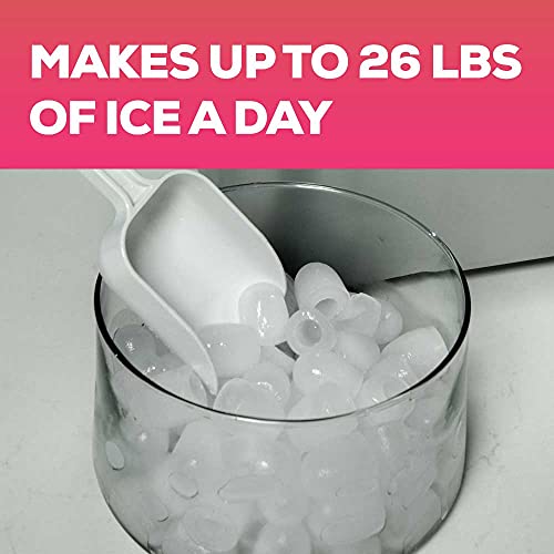 SUGGAR Ice Maker Machine β Mini Ice Machine with Scoop & Basket, 1.8 lbs Storage - Make 26 lbs Ice in 24 Hours β Self Cleaning Mode with Drainage Compact β Portable Ice Cube Maker (Indoor Outdoor)