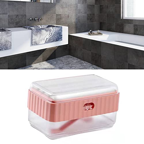 Soap Box, Lathering Soap Tray Decorative Drainage for Bathroom (Pink)