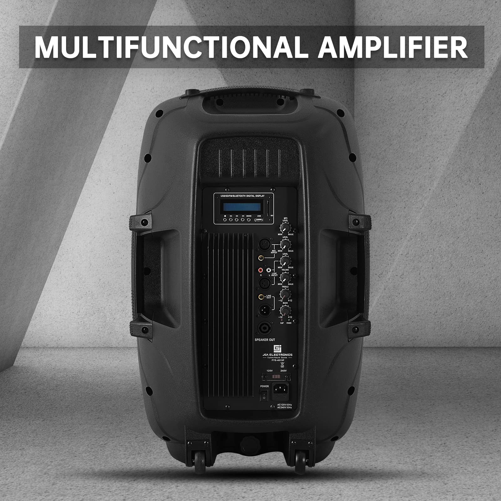 Powered PA Speakers,2-Way 15 Inch Pair Built in Bluetooth USB SD Card Line-in and Portable DJ Speakers System with Wired Microphone,Standing Tripods and Remote Control.…