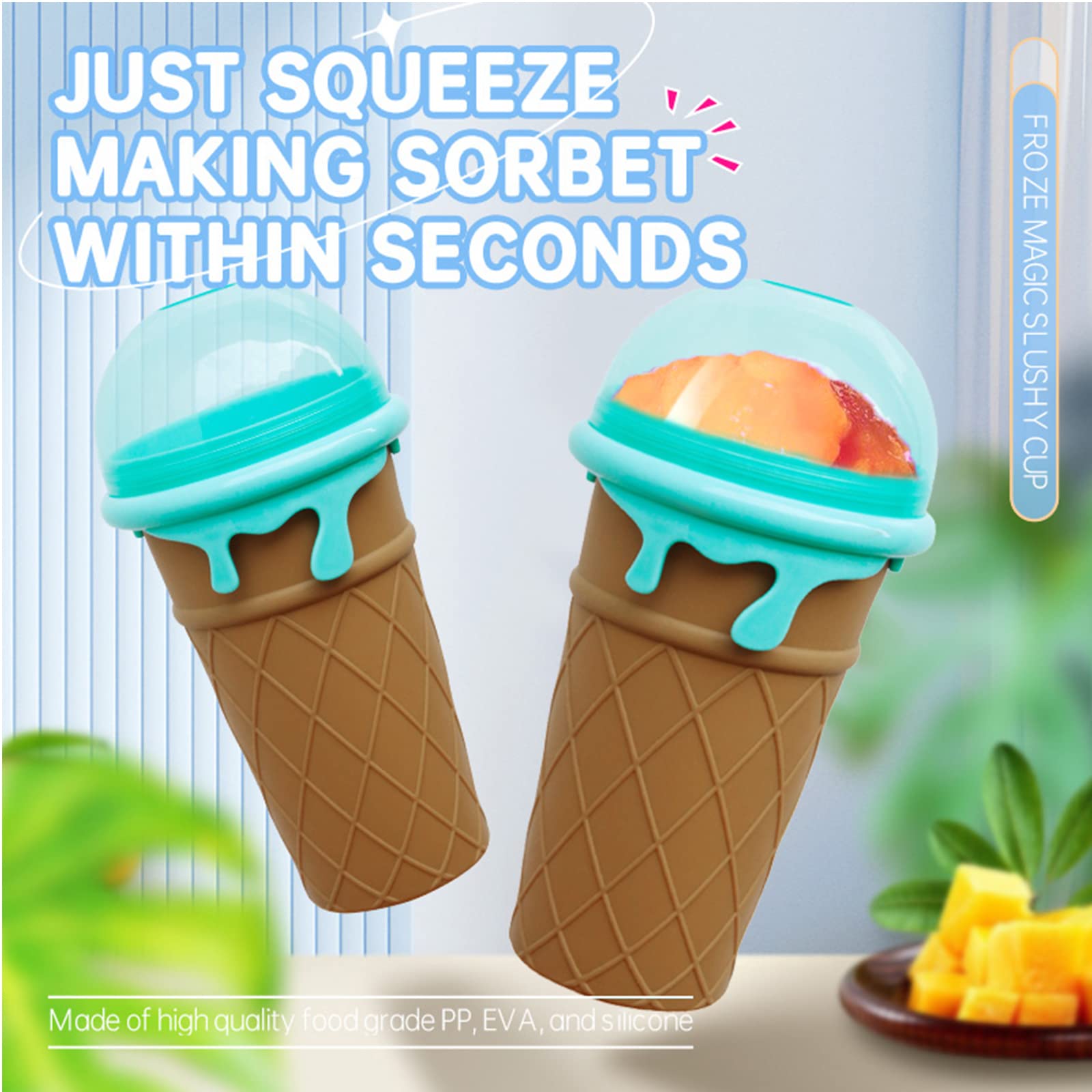 Slushy Cup Slushie Maker Cup Slushy Maker Cups Frozen Magic Slushy Maker Squeeze Cup Ice Cream Maker Slushie Cup Maker Squeeze Slushy Cups 500ML High-capacity(Coffee)