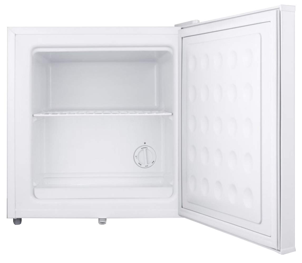 Summit AccuCold FS24L 19" Upright Freezer with 1.4 cu. ft. Capacity, Factory Installed Lock, Manual Defrost, Removable Shelf Removable Shelf and Adjustable Thermostat, in White