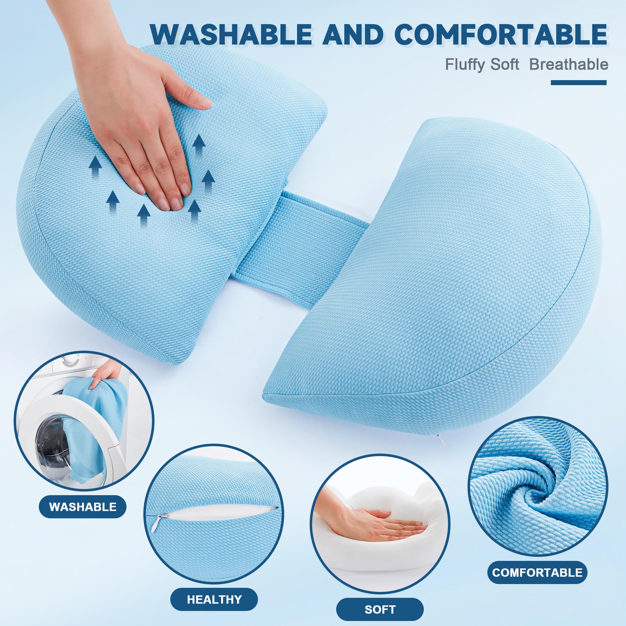 Pregnancy Pillows, Maternity Pillow Support for Backs, Hips, Legs, Belly, Soft Body Pillow for Pregnant Women with Detachable Pillow Cover(blue)
