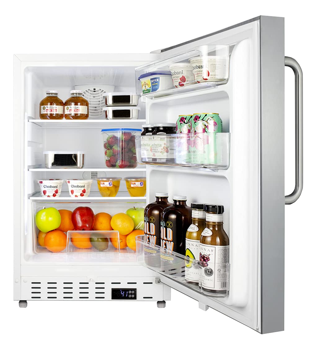 Summit Appliance ALR46WCSS 20" Wide Built-In All-Refrigerator, ADA Compliant, Adjustable Thermostat, 3.53 cu.ft Capacity, Automatic Defrost, Temperature & Open Door Alarms, Interior Light