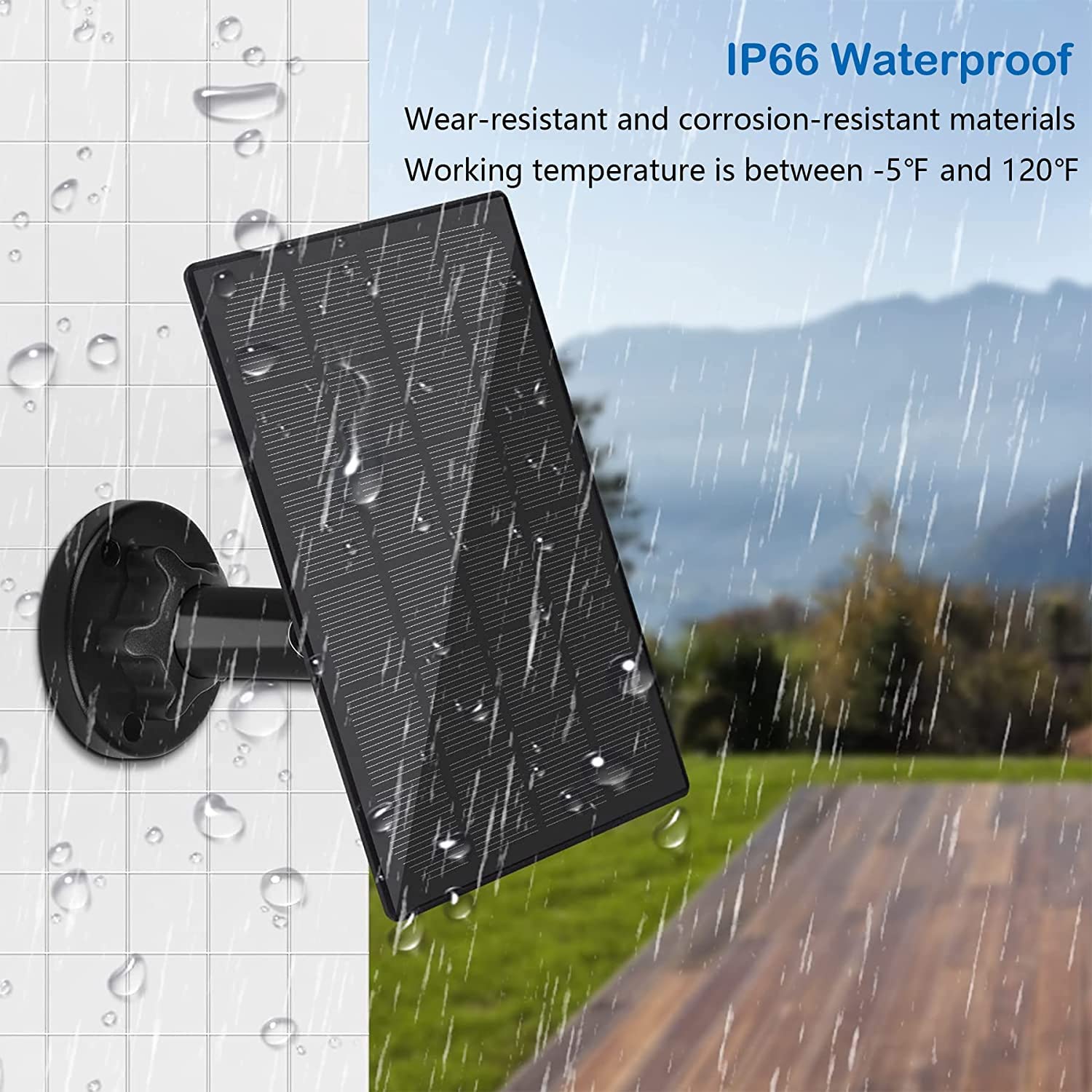 Solar Panel for Security Camera,5V 3.5W USB Solar Panel Compatible with Rechargeable Battery Powered Camera, IP65 Waterproof Continuous Solar Power for Wyze cam Outdoor, 9.8ft Charging Cable (White)
