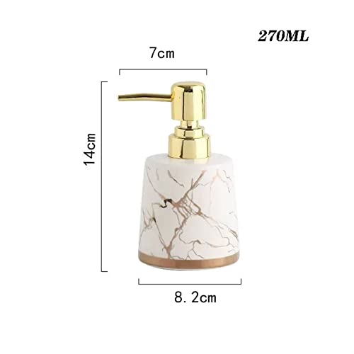 Soap Dispenser 270ML Imitation Marble Light Luxury Lotion Bottled Separately Hotel Shampoo Shower Gel Bottle Washroom Lotion Bottle Empty Press Pump Bottles (Color : White)