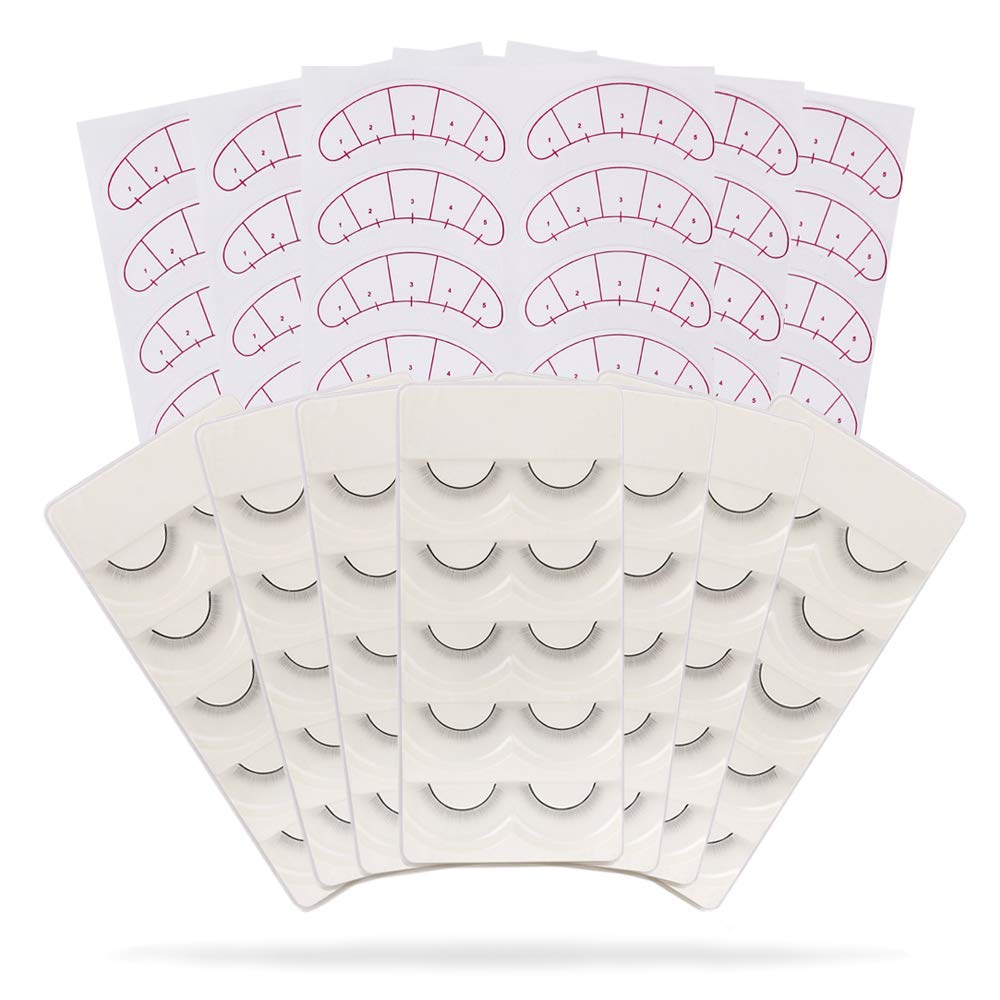 Practice Lashes for Eyelash Extensions Supplies, TopDirect 35 Pairs Training Lashes Practice Eyelash Strips Self Adhesive with 35 Pairs Eye Patches Stickers