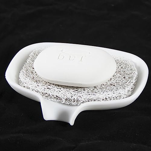 Soap Holder Set Non Slip Soap Holder Pad Soap Dishes for Bar Soap Self Draining Soap Tray for Shower Bathroom Kitchen Bathtub Keep Soap Dry Extend Soap Life (White)