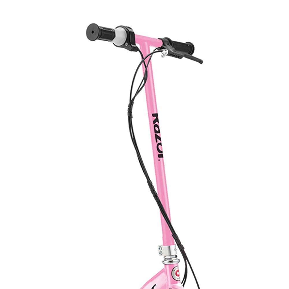 Razor E125 Motorized Rechargeable Electric Scooter with Acceleration Control, Front Brake, & Kickstand, Pink & V17 Youth Size Safety Helmet, Black
