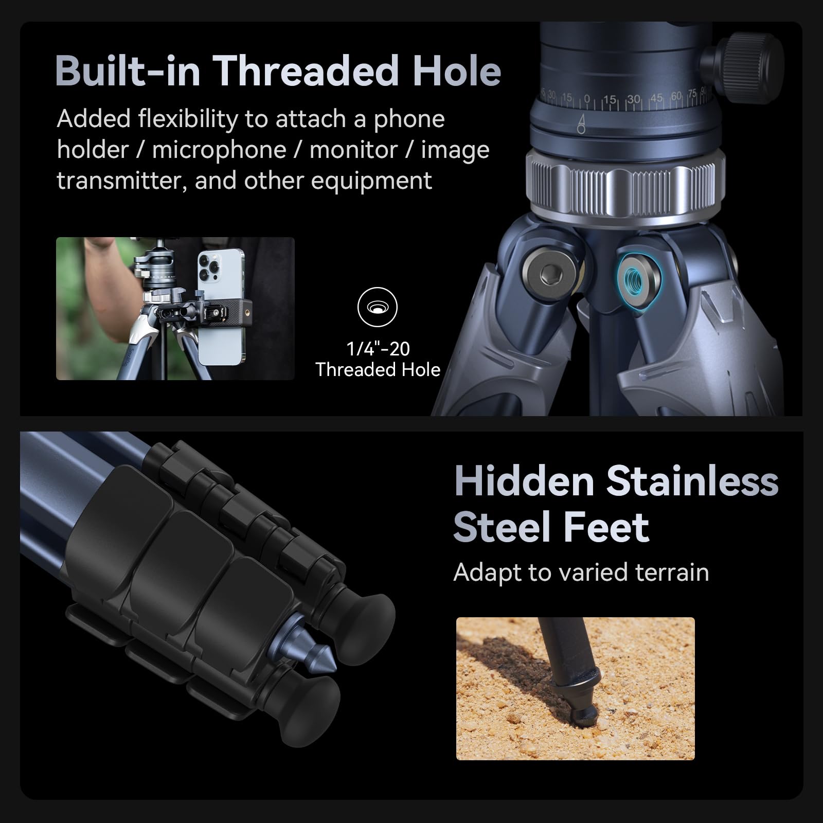 SmallRig AP-02 Lightweight Travel Tripod, 63" Camera Tripod with Compact Unconventional Center Column, 360° Ball Head, QR Plate, Travel Bag, Load up to 17.6 lbs / 8 kg, for Most DSLR Cameras -4222