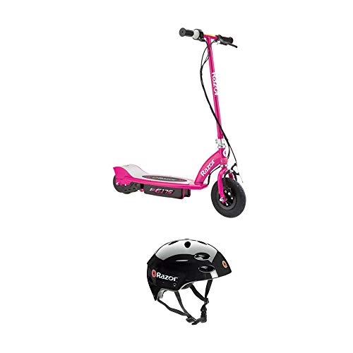 Razor E175 Kids Ride On 24V Motorized Powered Electric Scooter Toy, Speeds up to 10 MPH and includes a Youth Safety Helmet, Pink