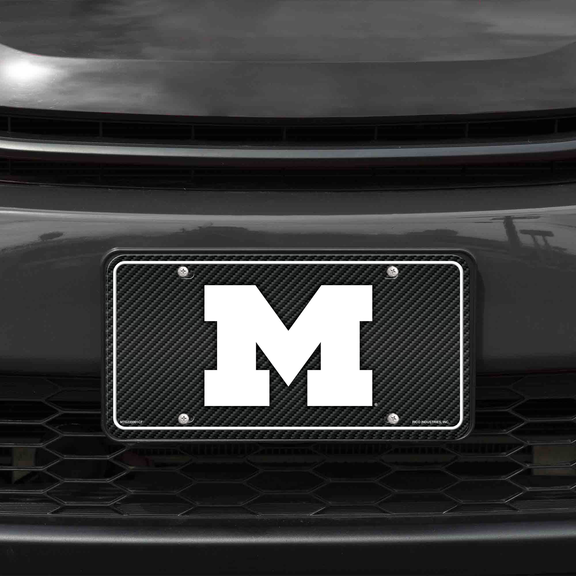 Rico Industries NCAA Michigan Wolverines Carbon Fiber Metal Auto Tag 8.5" x 11" - Great for Truck/Car/SUV