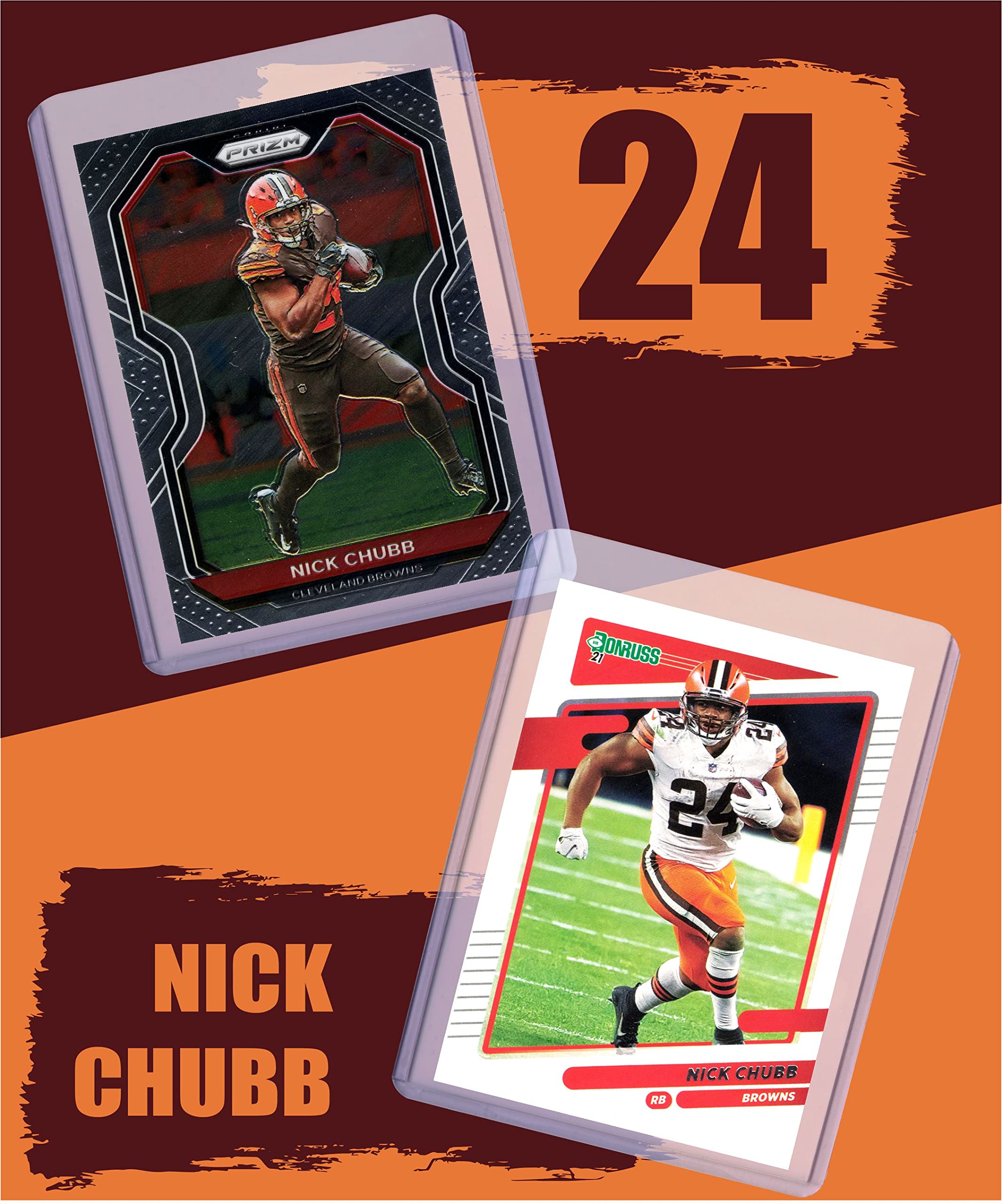 Nick Chubb Football Cards (5) Assorted Bundle - Cleveland Browns Trading Card Gift Set