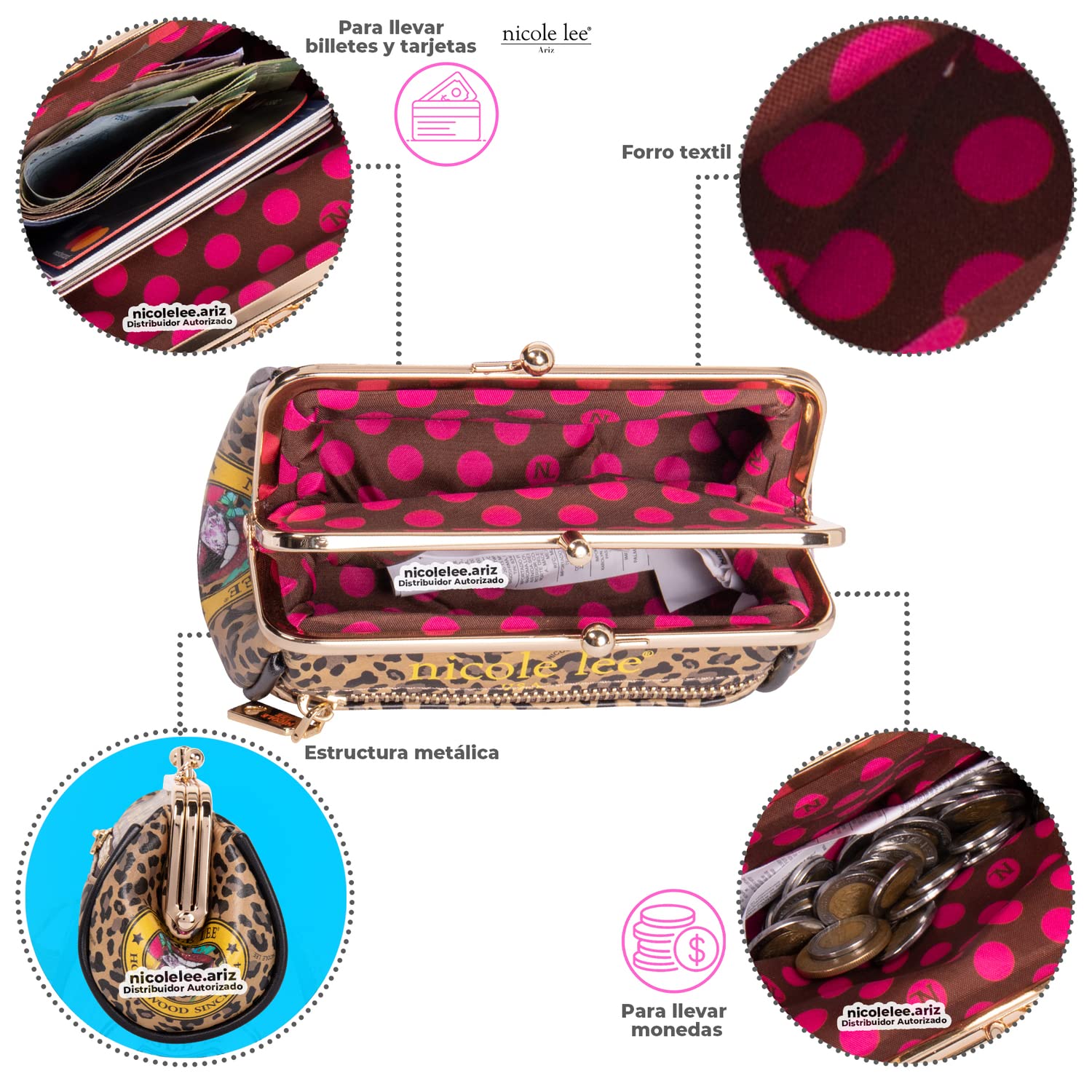 Nicole Lee Mini Kiss Lock Coin Purse Wristlet - All Emotion