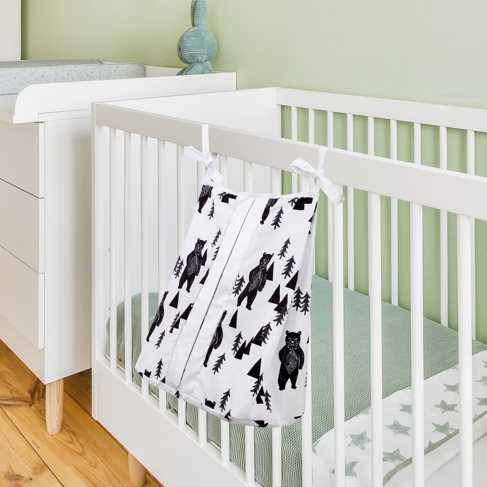 TANOFAR Diaper Organizer Stackers & Lounger Cover, Snugly Fit Infant Lounger for Baby, 2pcs Baby Nursery Diaper Stacker Caddy Organizer, Bear