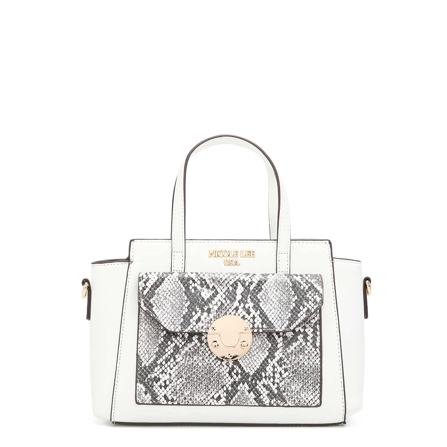 Nicole Lee Natalia 3 Piece Set (Shopper, Mini Satchel Crossbody, Clutch) (WHITE)