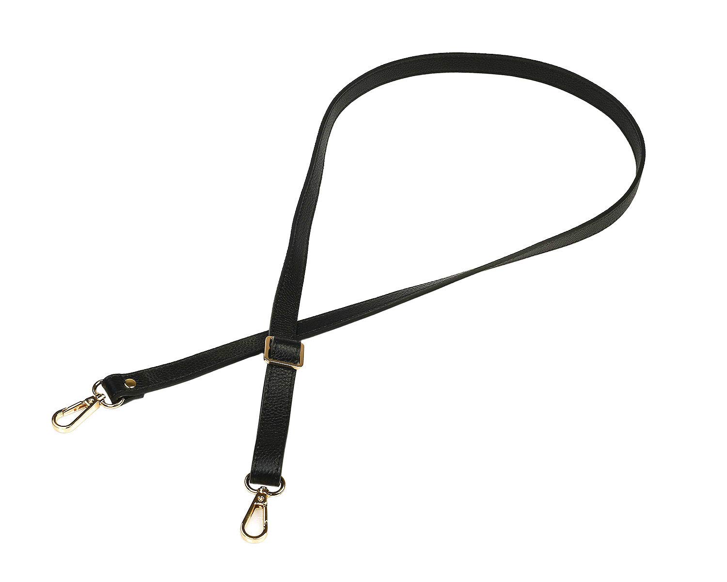 VanEnjoy Full Grain Leather Adjustable Replacement Strap Cross Body Bag Purse, 26-51 inch Gold Hardware - 1.8 CM Width (Black-Silver Metal With Tasse) (1# Black)