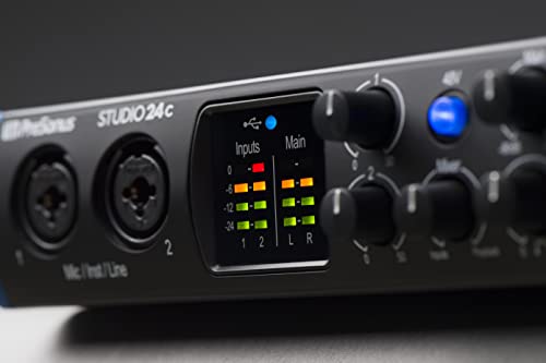 PreSonus Studio 24c 2x2, 192 kHz, USB Audio Interface with Studio One Artist and Ableton Live Lite DAW Recording Software