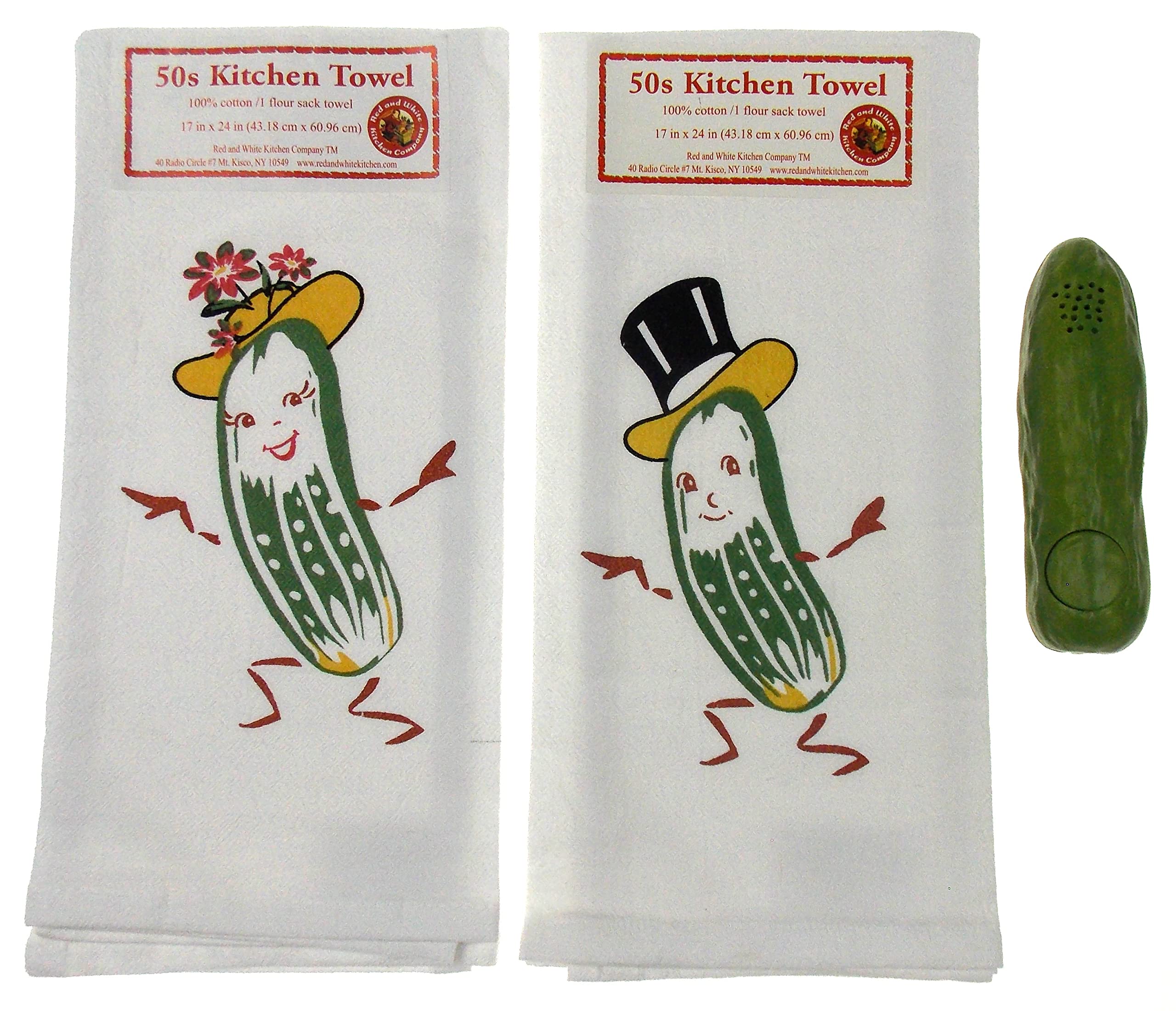Yodeling Pickle Bundled with a Mr Pickle & Mrs Pickle Kitchen Towel