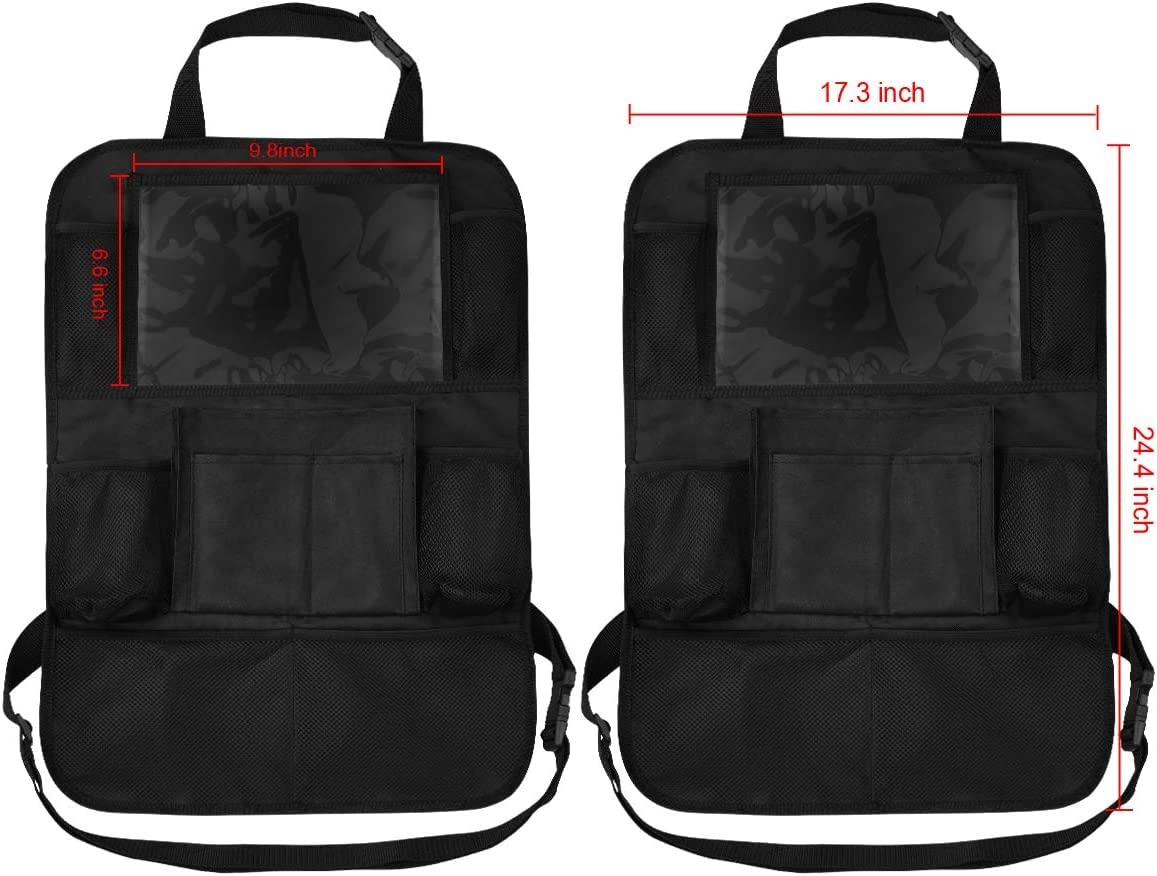 Reserwa Back Seat Car Organiser Step Mat Back Seat Storage Bag with Clear Display Tablet Holder and 9 Storage Pockets, Backrest Protector with USB/Headphone Slots
