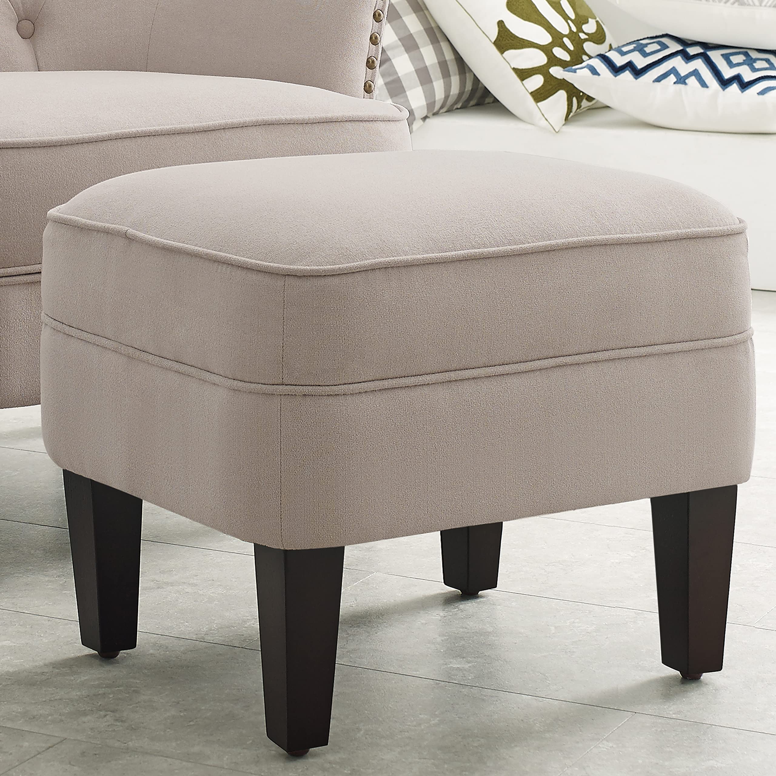 Rosevera McCarthy Furniture Ottoman Arm Living Room Comfy Small Accent Chairs for Bedroom, Standard Size, Pearl Beige