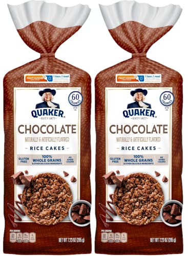 Quaker Rice Cakes, Chocolate, 7.23oz Bags, (Pack of 2) with Bay Area Marketplace Napkins
