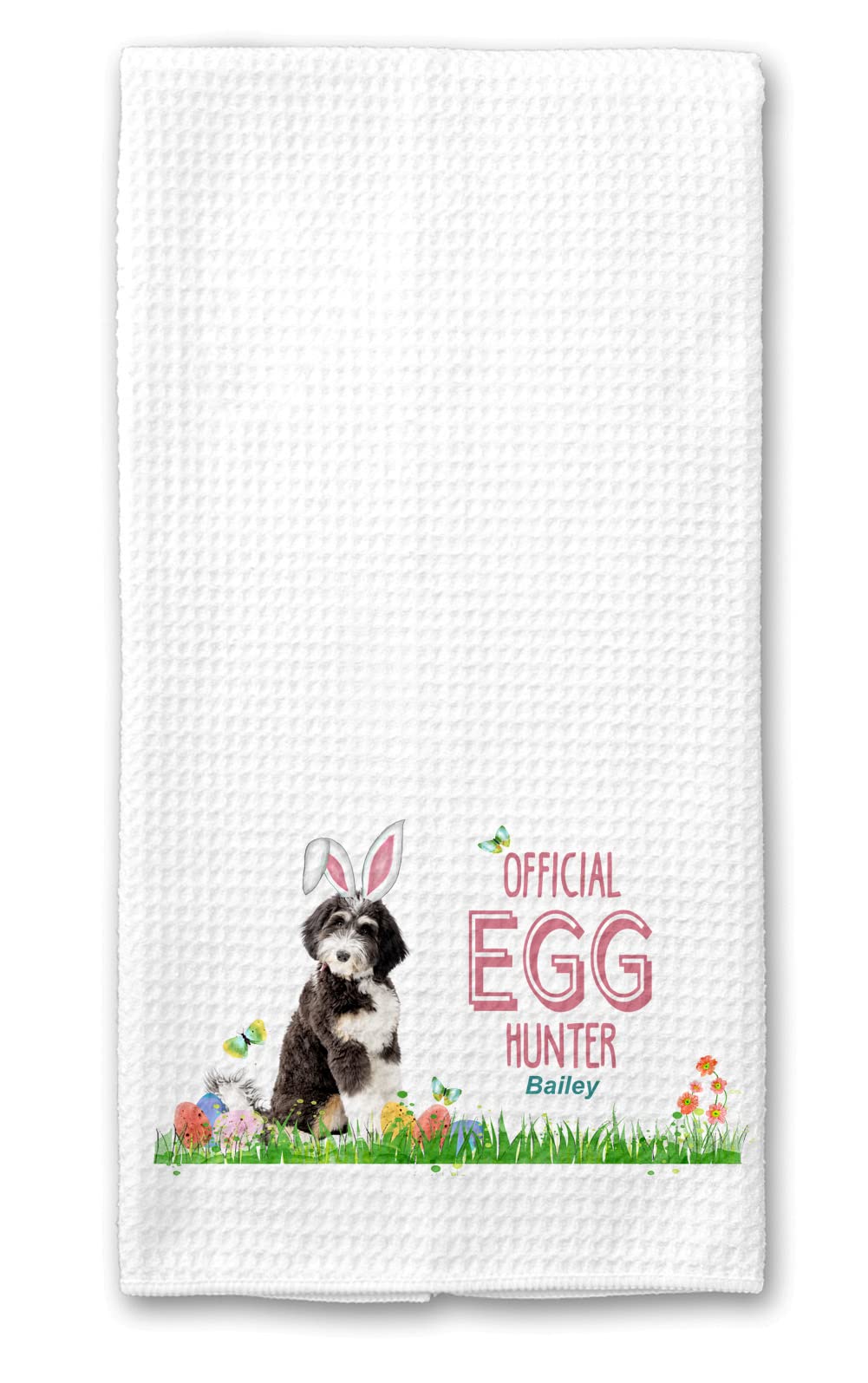The Creating Studio Bernedoodle Kitchen Towel, Bernedoodle Gift, Easter Dog Decor, Hostess Gift (Waffle Towel)